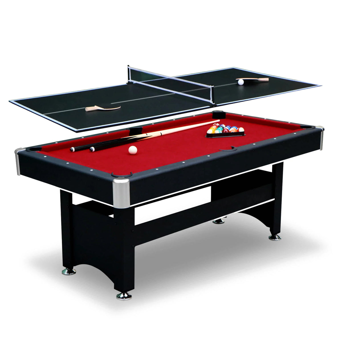 Spartan 6-ft Pool & Table Tennis Combo – Black/Red — Game Room Shop